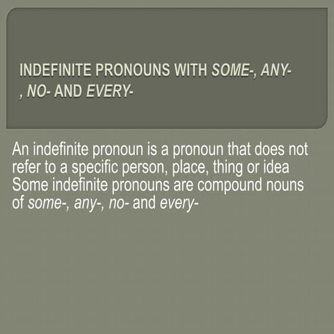 Indefinite pronouns with some , any-, no- | PPTX