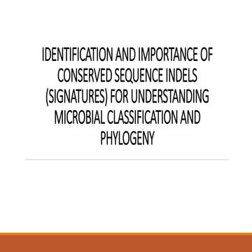 Conserved Sequence INDELS | PPTX
