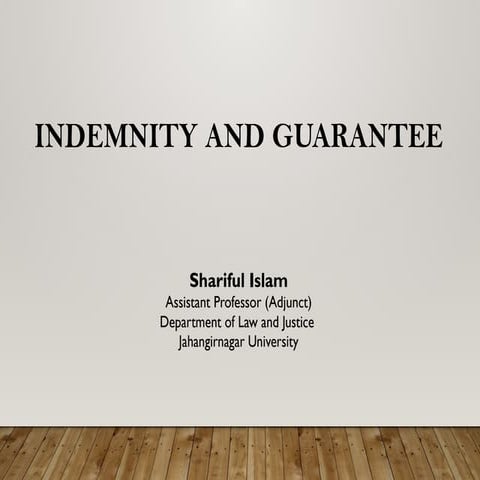 Contract of Indemnity and Guarantee | PPT