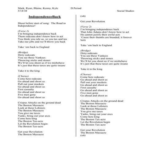 Independence Back Lyrics | DOCX