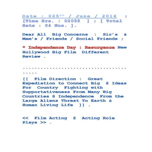 * Independence day resurgence new hollywood big film different review . | DOCX