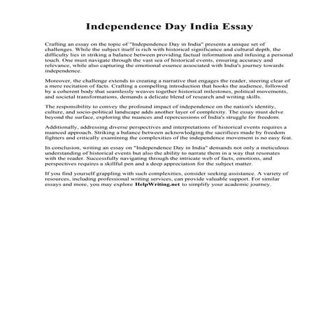 Independence Day India Essay. East Mississippi Community College | PDF