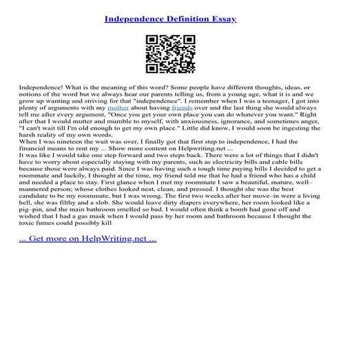 Independence Definition Essay | PDF