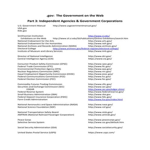 30 independent agencies | PDF