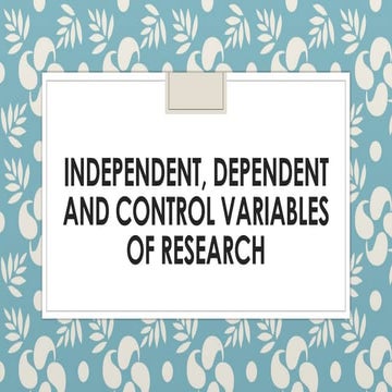 Independent variable and dependent variable | PDF