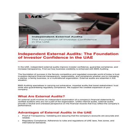 Independent External Audits Strengthening Investor Confidence in the ...