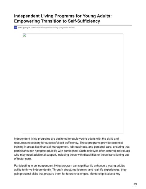 Independent Living Programs for Young Adults Pathways to Empowerment ...