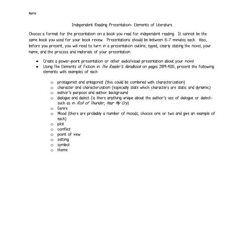 Independent reading presentation | PDF