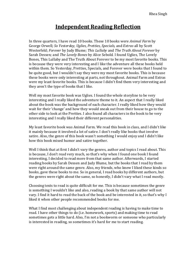 Independent Reading Reflection independent-reading-reflection