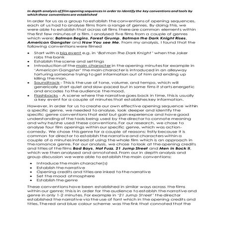 In Depth Analysis Of Film Conventions | PDF