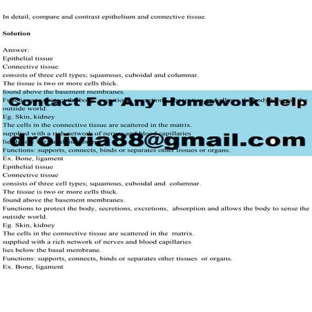 In detail, compare and contrast epithelium and connective tissue..pdf