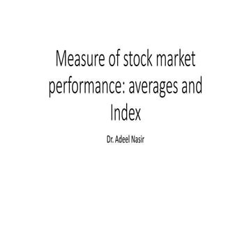 Averages and Index in Finance (Price, Market value and Equally Weighted ...