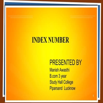 Index Number *a statistical tool that measures changes in a group of ...