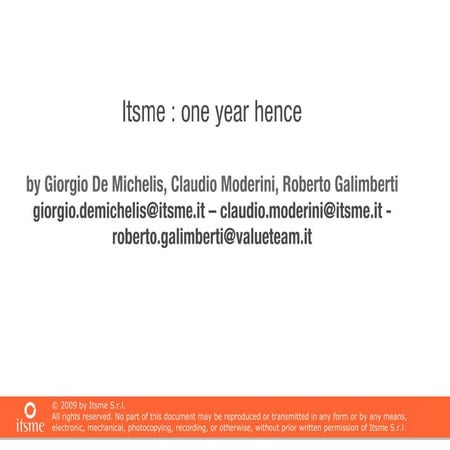 ITSME, one year hence | PDF