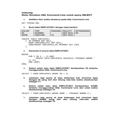 Materi Pemrograman SQL Indexing | PDF
