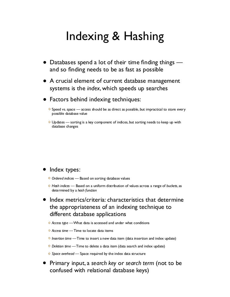 Indexing And Hashing