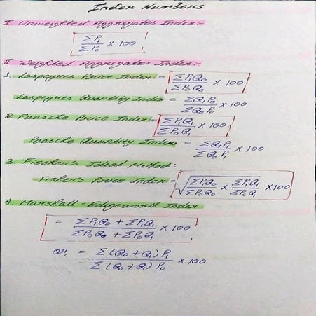 Index numbers Formulas - Statistics | PDF