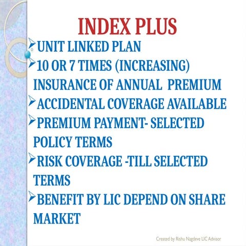 INDEX PLUS Investment with Life Insurance | PPTX