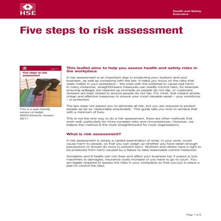 Indg163five steps to risk assessment | PDF