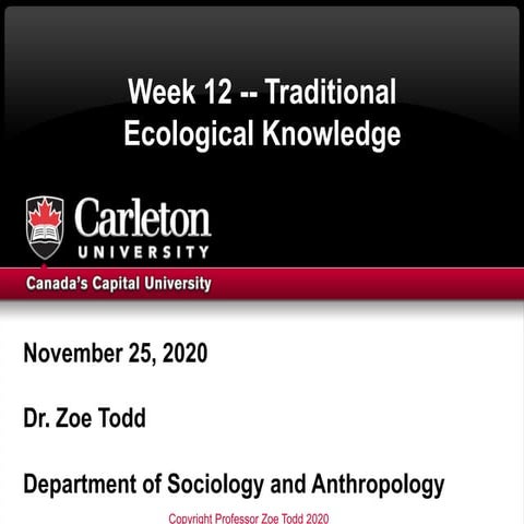 #INDG2015 Week 12, November 25 -- Traditional Ecological Knowledge | PDF