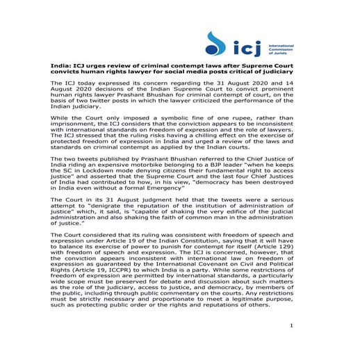 India criminal-contempt-of-court-press-release-2020-eng | PDF