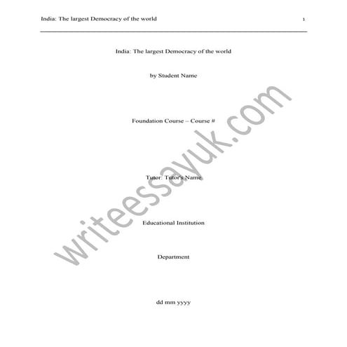 India the largest democracy of the world | PDF