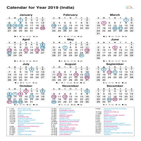 India Calender 2019 | PDF