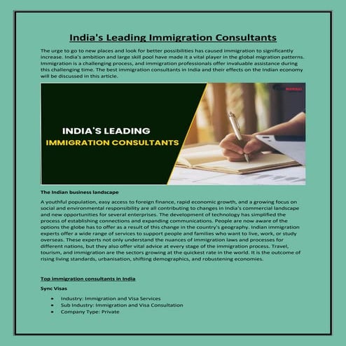 India’s Leading Immigration Consultants | PDF