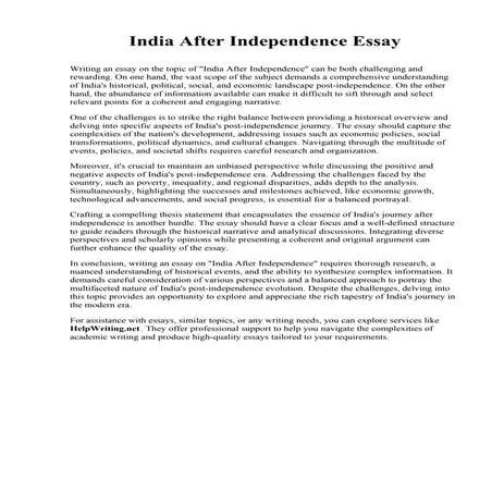 India After Independence Essay | PDF