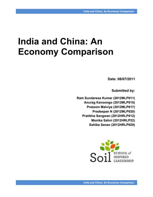 Country Comparison Between India and China | PPTX | Geography | Science