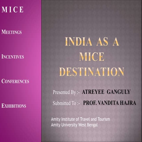 India as a MICE tourism destination | PPTX | Asia Travel | Travel Locations