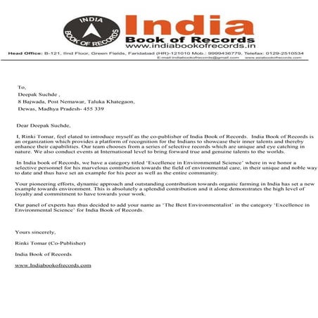 Deepak Suchde Felicitated | PDF