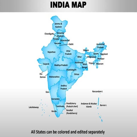 India country editable powerpoint maps with states and counties | PPTX