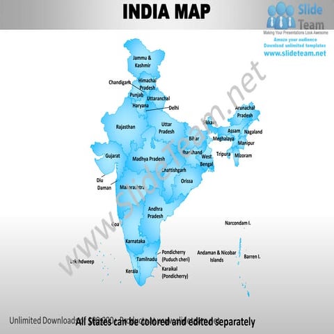 India country editable powerpoint maps with states and counties ...