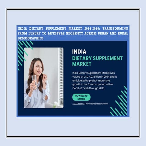 INDIA DIETARY SUPPLEMENT MARKET 2024-2030: TRANSFORMING FROM LUXURY TO LIFESTYLE NECESSITY ...