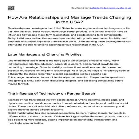 How Are Relationships and Marriage Trends Changing in the USA | PDF
