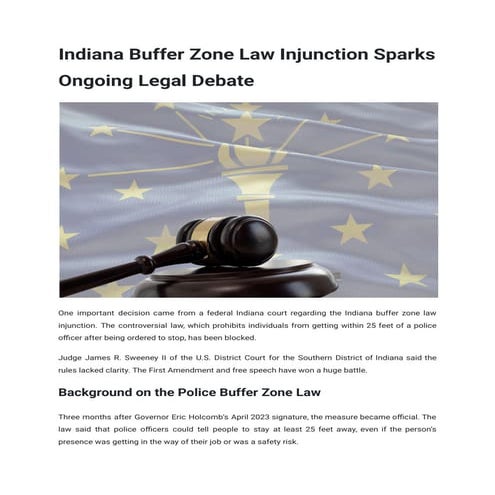 Indiana Buffer Zone Law Injunction Sparks Ongoing Legal Debate | PDF