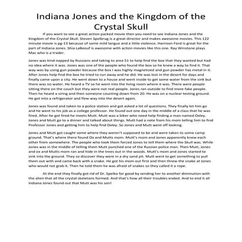 Indiana jones and the kingdom of the crystal skull | DOCX