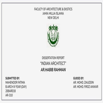 Architect Habib Rahman Dissertation Report Pdf