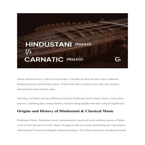 What is the Difference Between Hindustani and Carnatic Music? | PDF