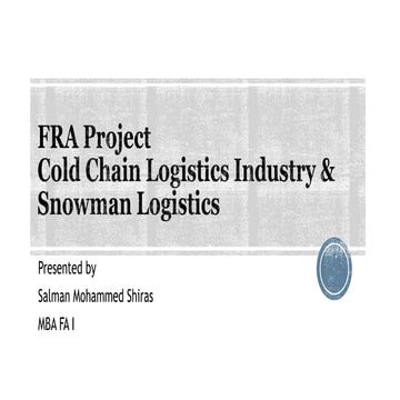 Indian cold chain logistics industry and snowman logistics | PDF