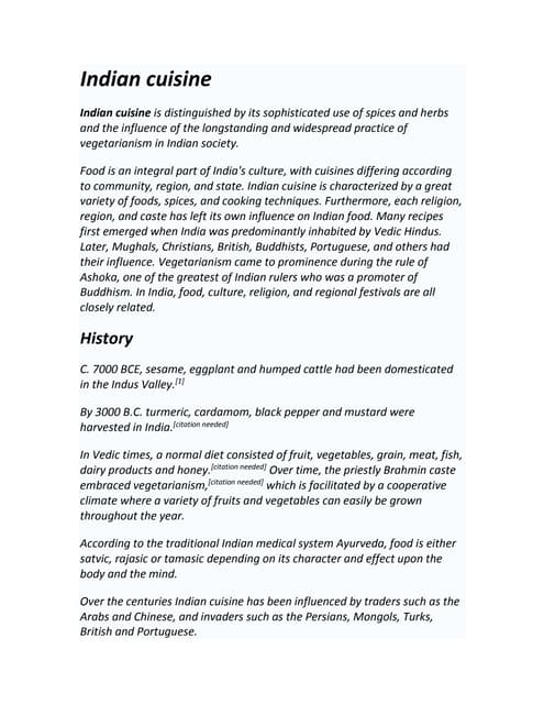 presentation on indian cuisine | PPT