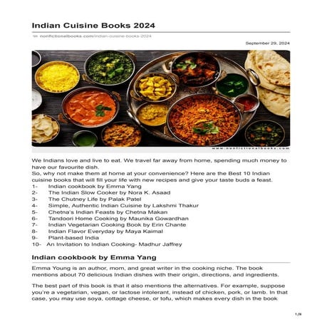 Indian Cuisine Books 2024| Non-Fictional Books | PDF