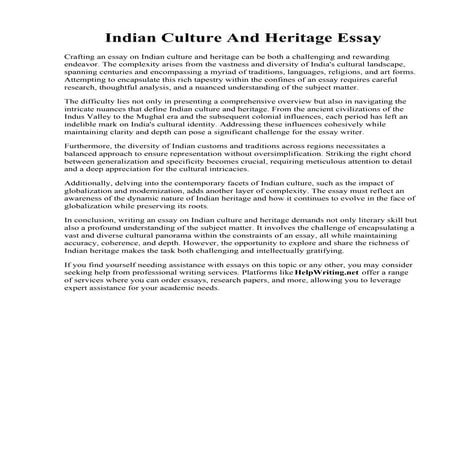 Indian Culture And Heritage Essay | PDF
