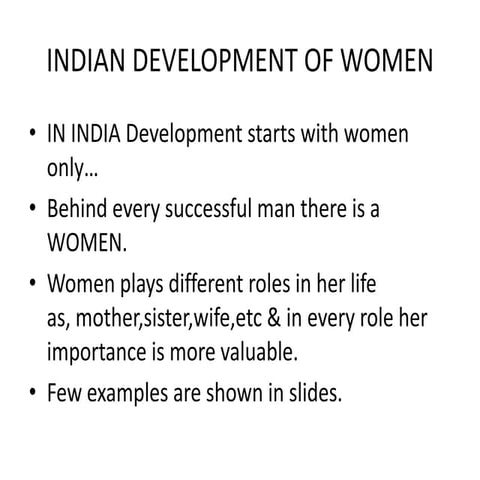 Indian development of women | PPT