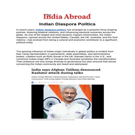 The Growing Influence of Indian Diaspora Politics | PDF