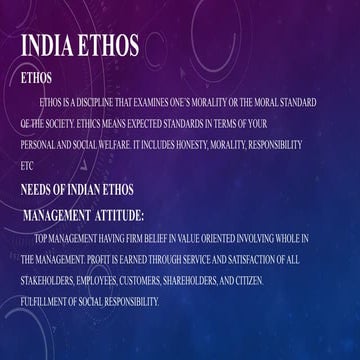 INDIAN ETHOS AND PERSONALITY FOR THE MASTER OF BUSINESS | PPT