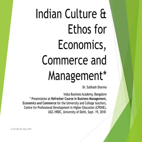 Indian Culture & Ethos for Economics, Commerce and Management | PPTX