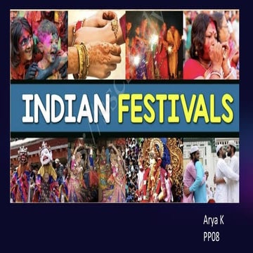 INDIAN FESTIVALS; Introduction, Types of festivals, Few festivals ...