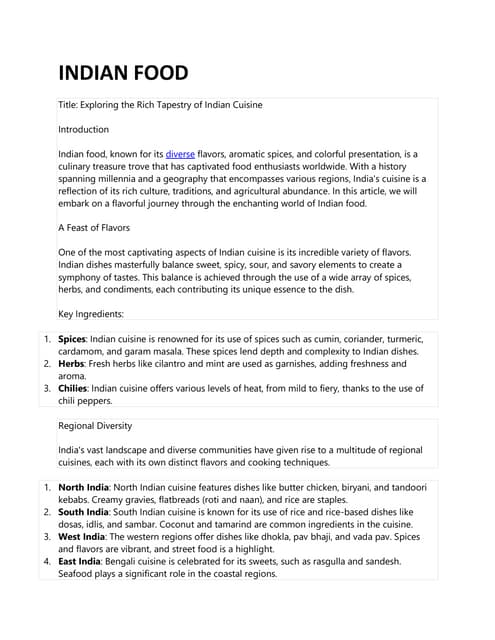 presentation on indian cuisine | PPT